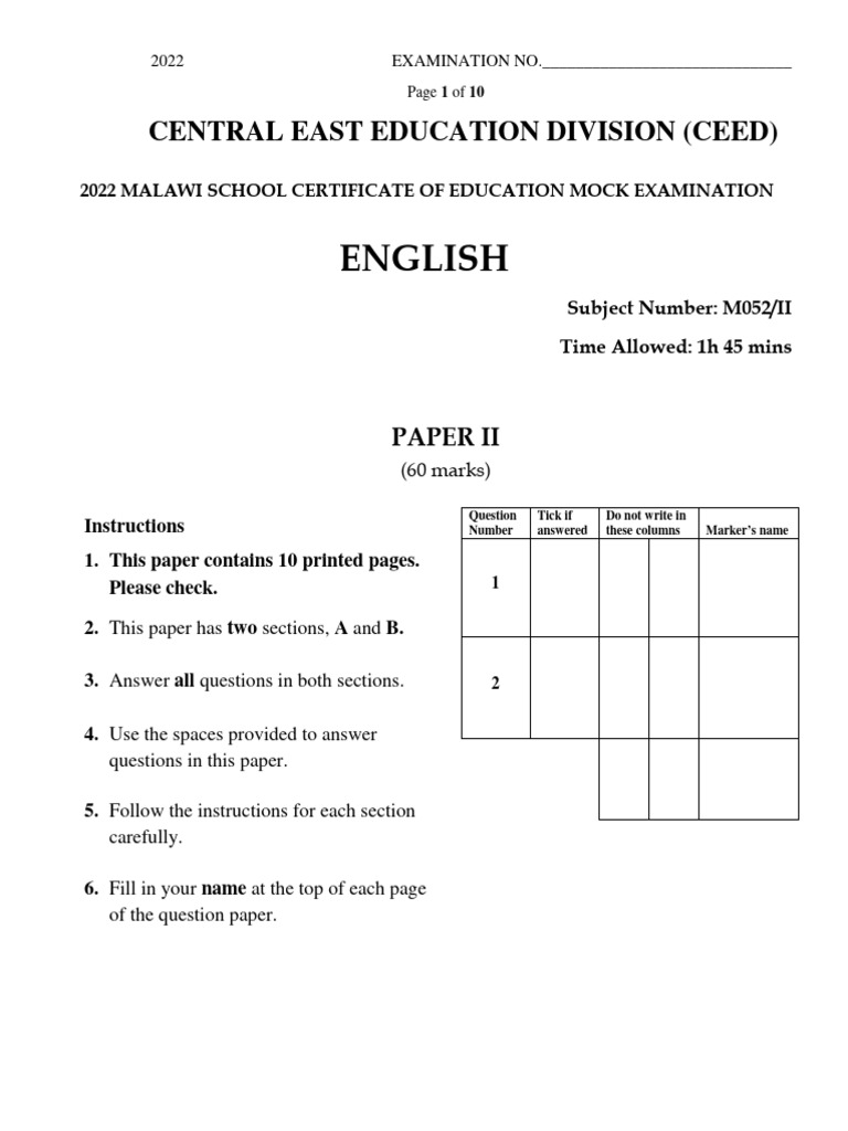 Ceed English Paper Ii 2022 | PDF | Witchcraft