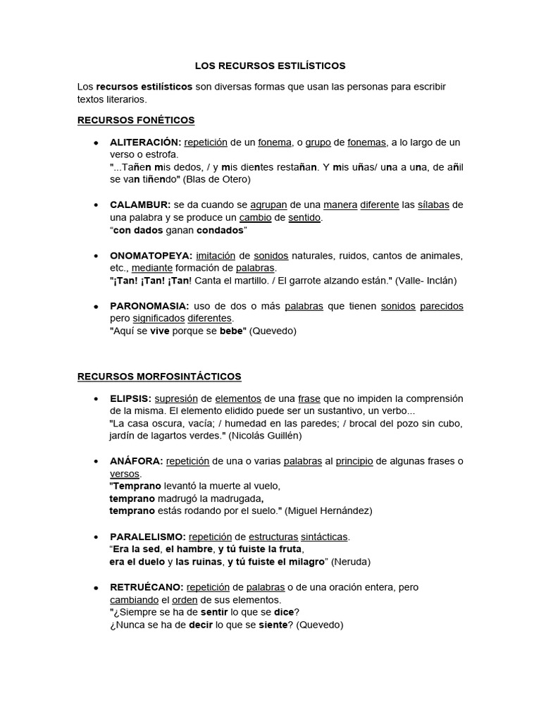 Los Recursos Estilisticos | PDF | Gramática | Lingüística