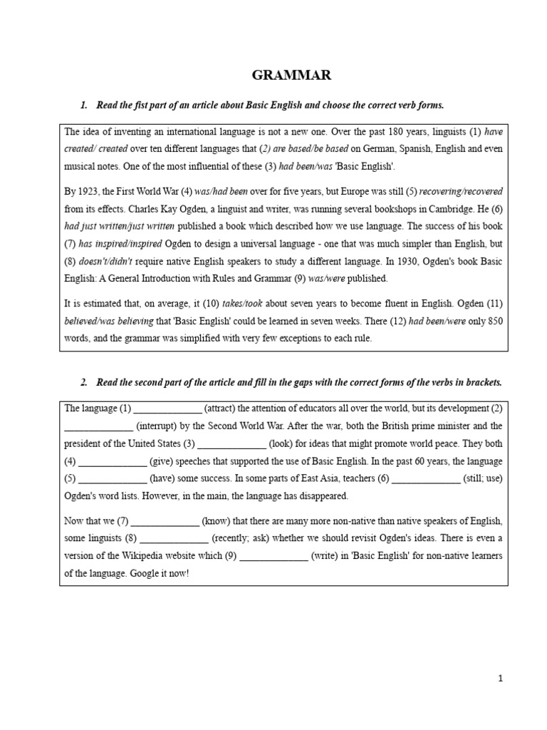 S1 Grammar | PDF | English Language | Linguistics