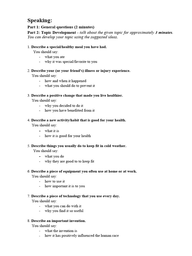 Topics Speaking | PDF