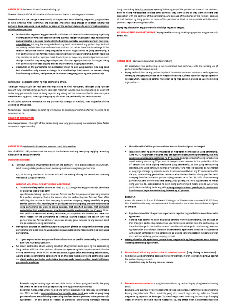 Section 3 Dissolution | PDF | Partnership | Liquidation