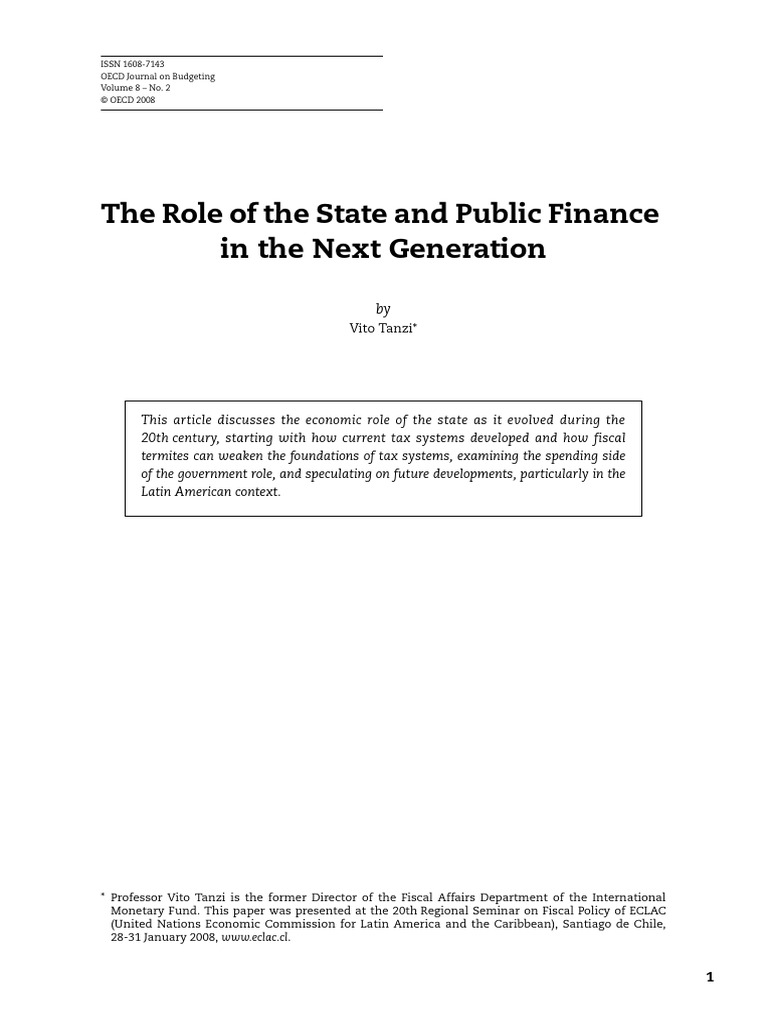 The Role of The State and Public Finance in The Next Generation | PDF ...