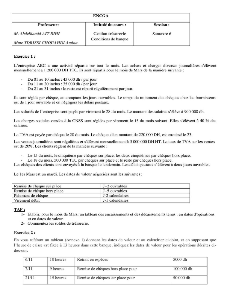 TD - Conditions de Banque | PDF