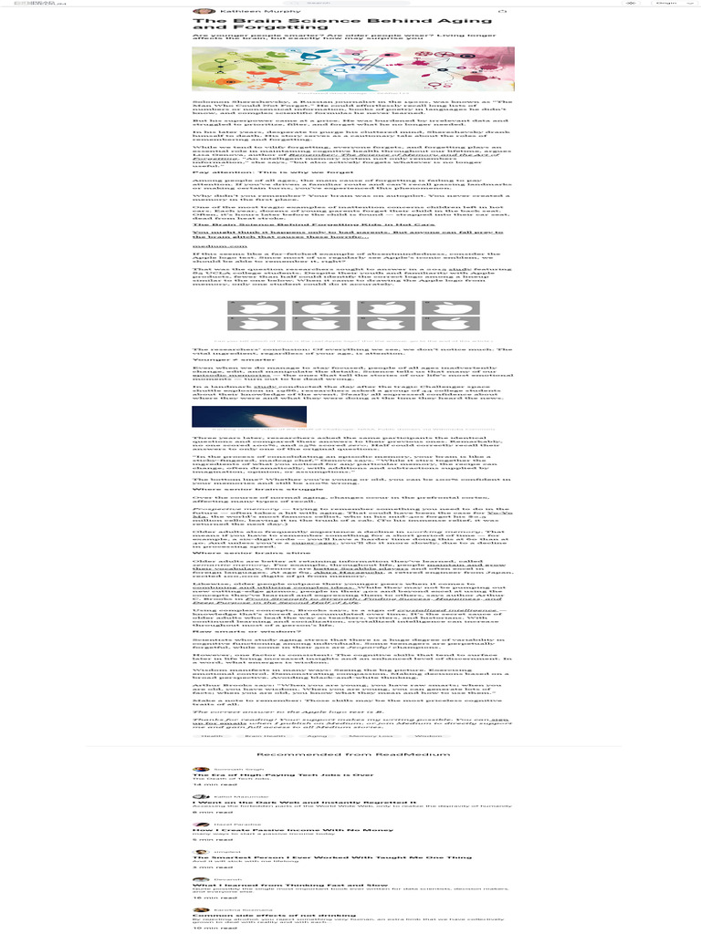 The Brain Science Behind Aging and Forgetting | Download Free PDF | Memory | Wisdom