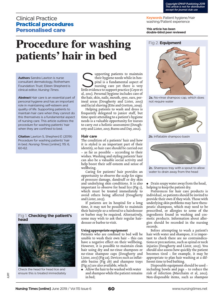 190529 Procedure for Washing Patients Hair in Bed | PDF | Hygiene | Shampoo