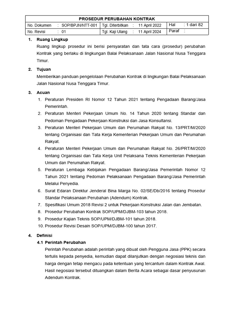 Sop Addendum Kontrak | PDF