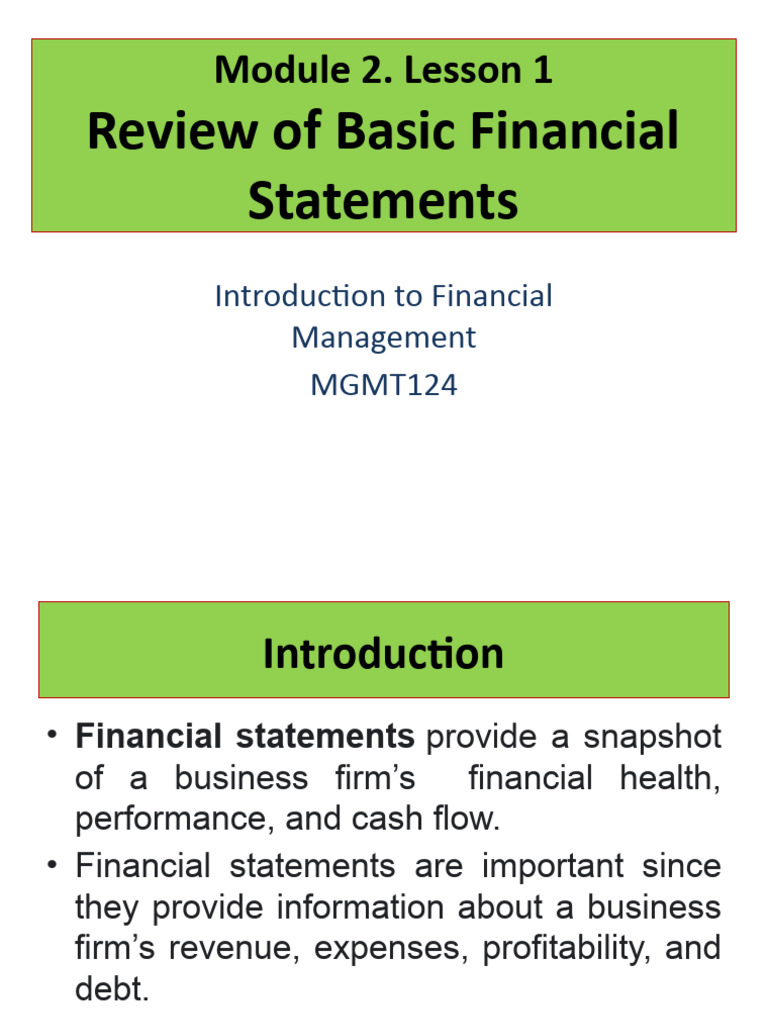 Overview of Basic Financial Statements | PDF | Equity (Finance ...