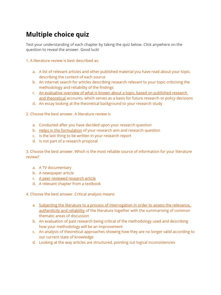 Multiple Choice Quiz | PDF