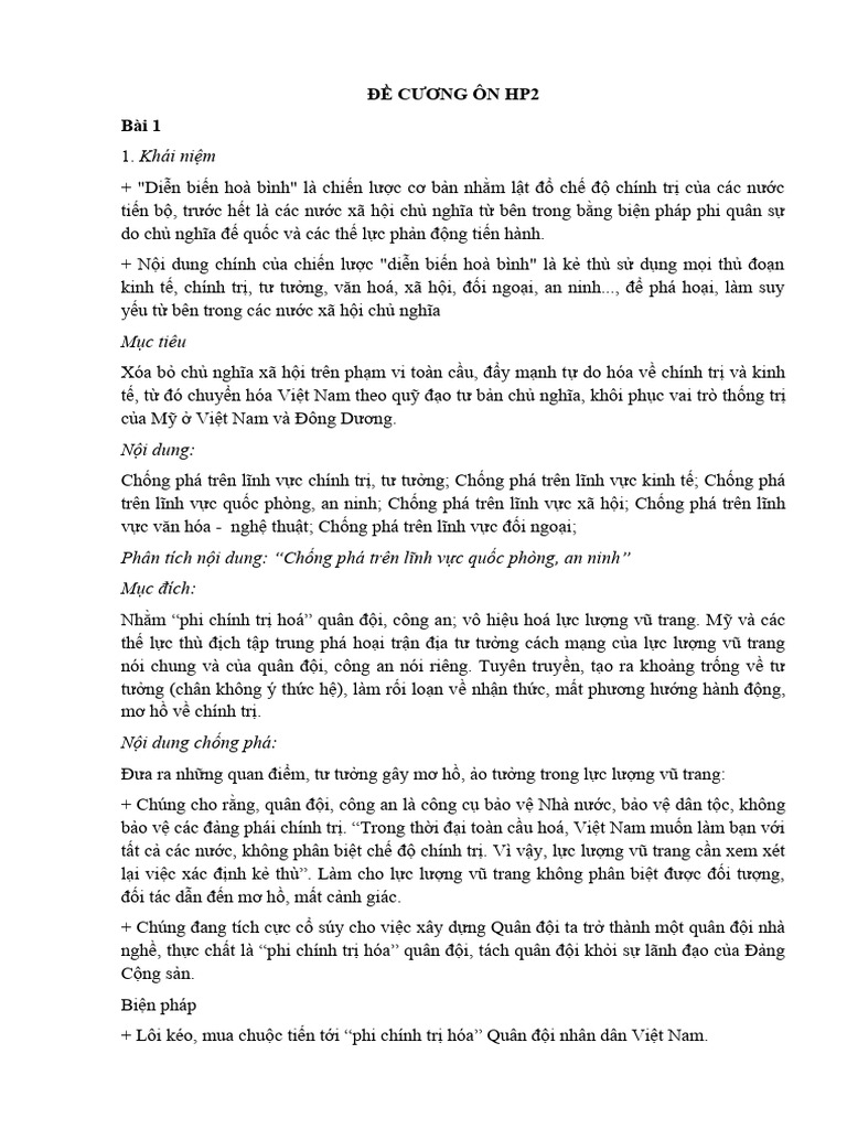 ĐỀ CƯƠNG ÔN HP2 | PDF