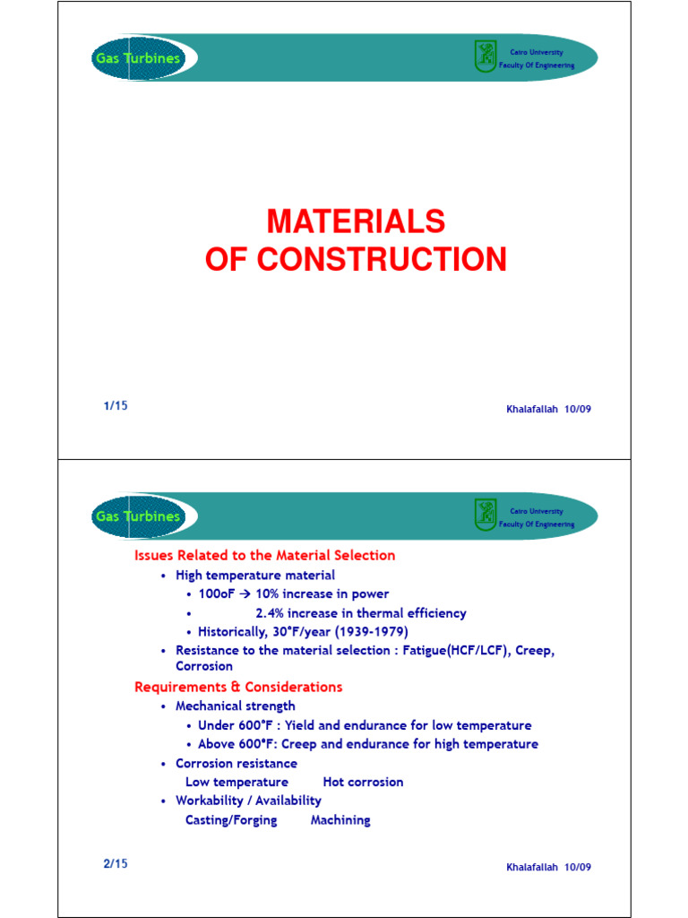 4 - Mateials of Construction (Compatibility Mode) | PDF | Gas Turbine ...