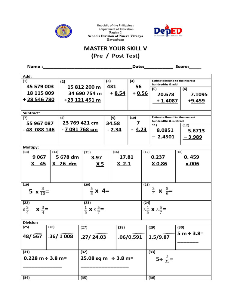 MYS-Grade-5 | PDF | Mathematical Notation | Division (Mathematics)