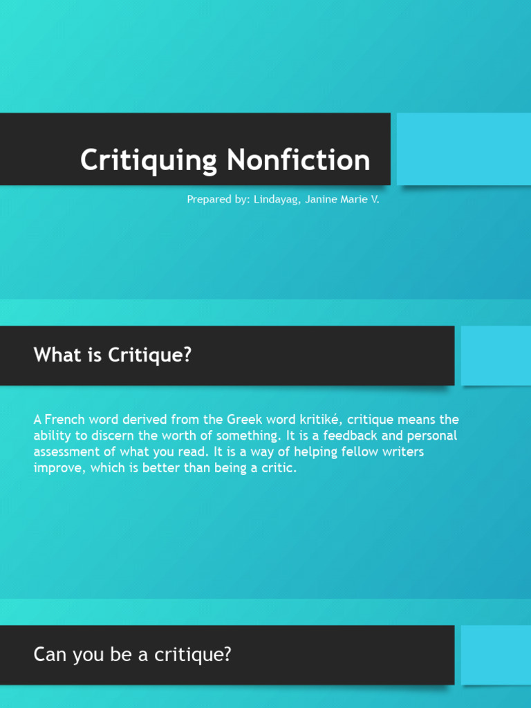 Critiquing Nonfiction | PDF | Argument | Cognition