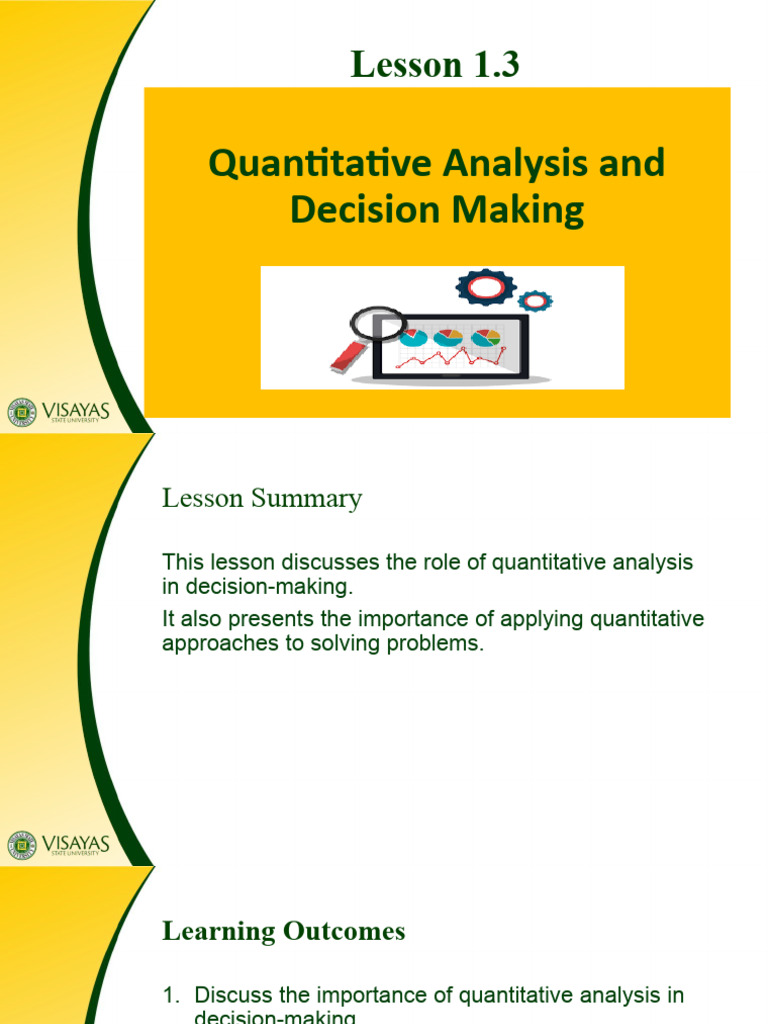 Mgmt114n Module1 Lesson 1.3 | PDF | Mathematical Model | Quantitative Research