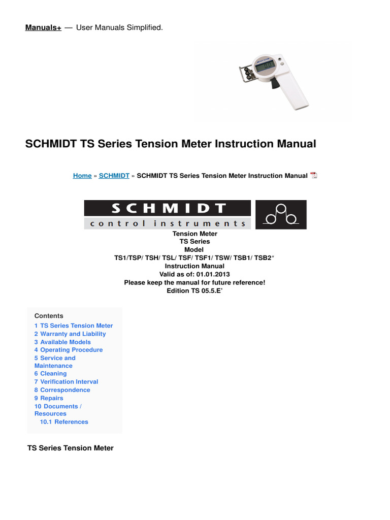Ts Series Tension Meter Manual | PDF | Screw | Calibration
