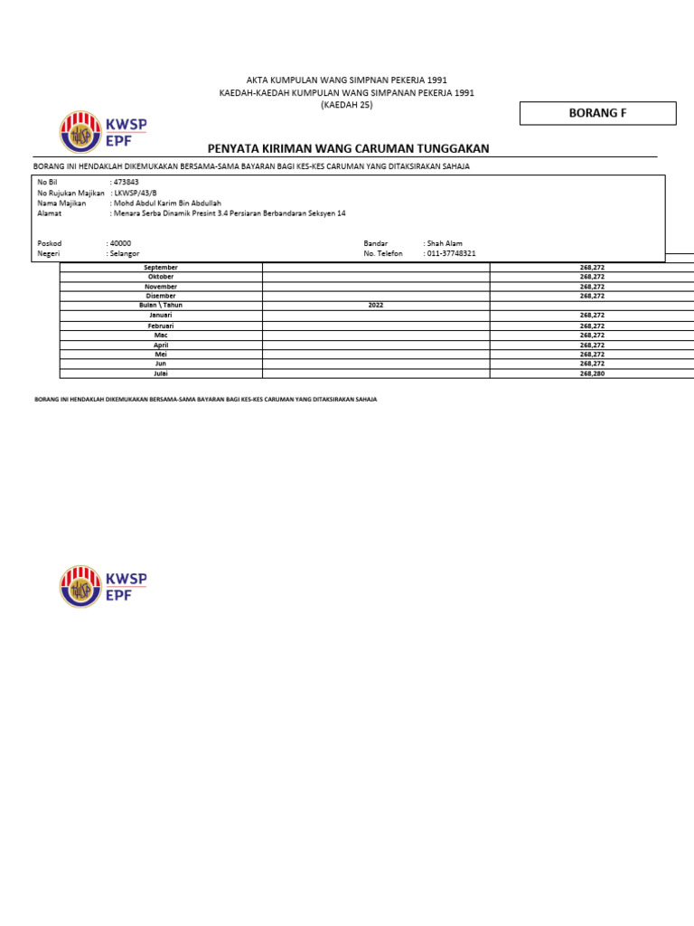 Borang F | PDF