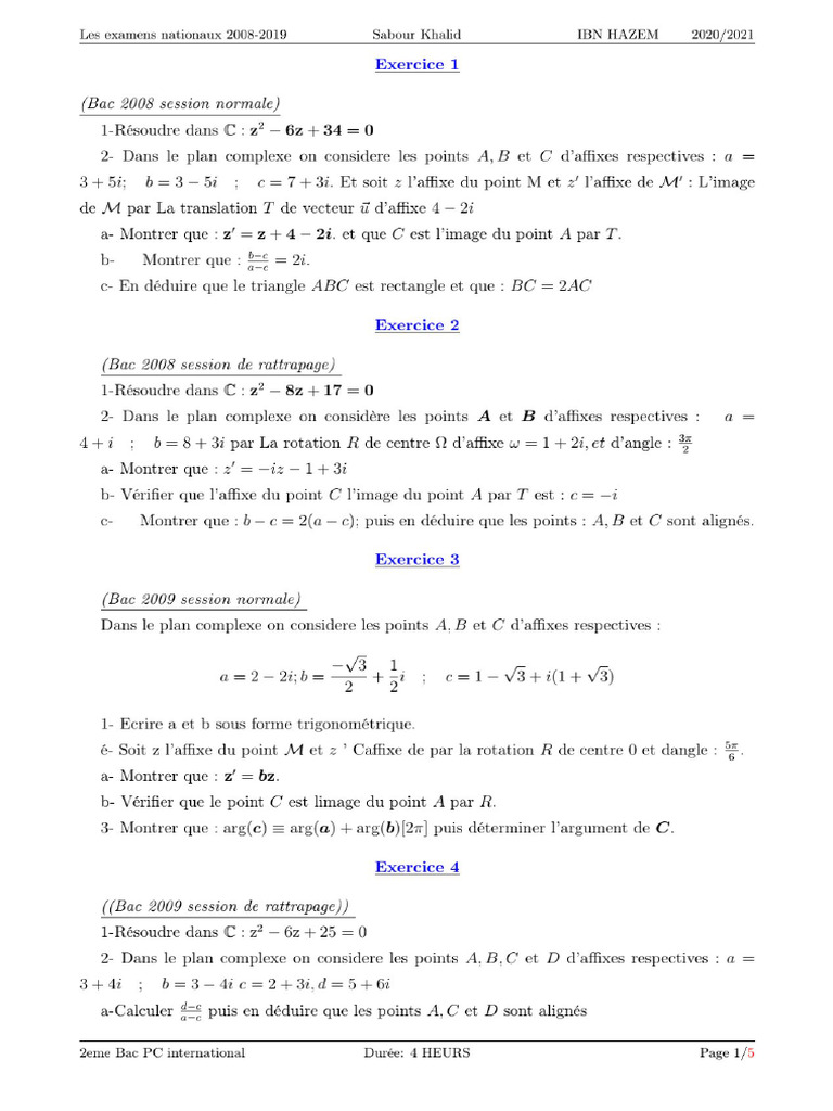 les nombres complexes (1) | PDF