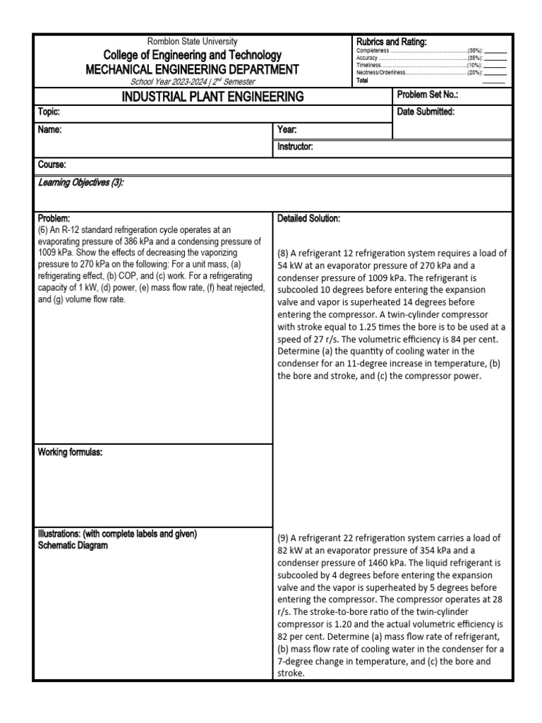 Problem Set Format For RefSys | PDF | Heat Exchanger | Scientific Phenomena