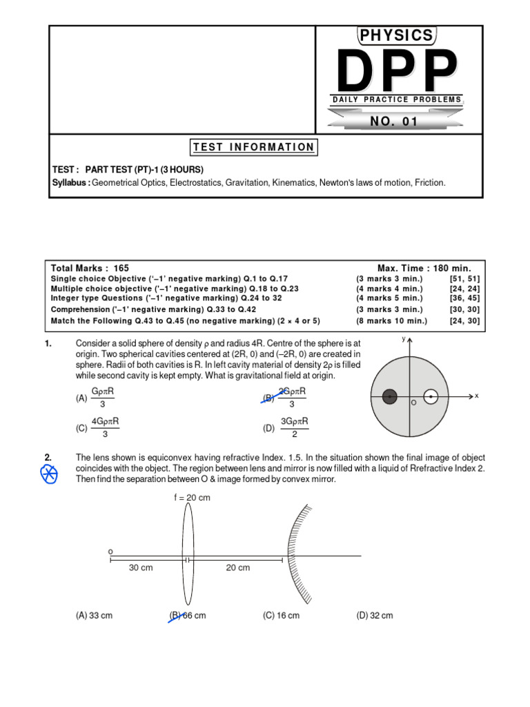 2024 Physics DPP - QP | PDF | Rotation Around A Fixed Axis | Orbit