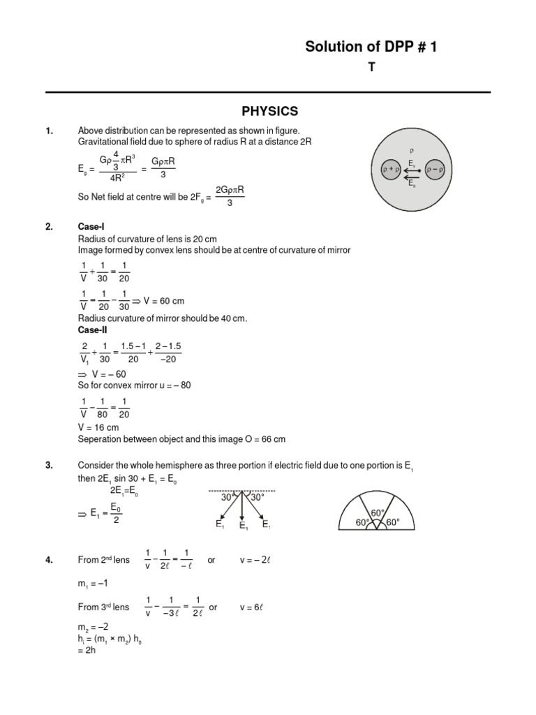 Physics Problem Set Solutions | PDF | Tension (Physics) | Mirror