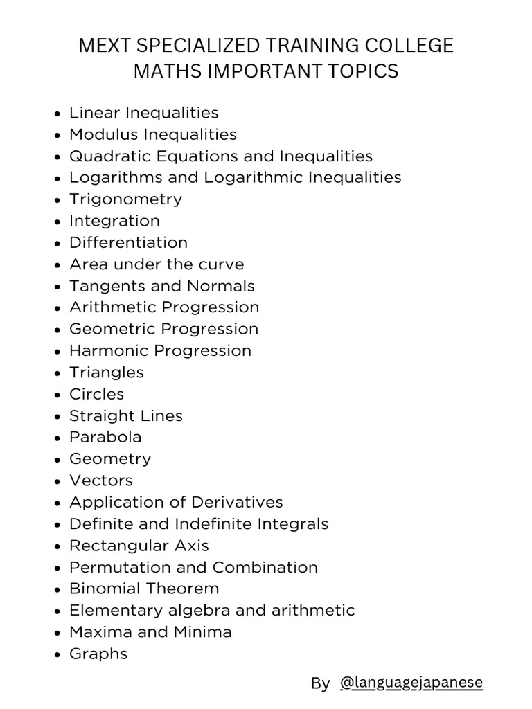 MEXT 2024 Math Exam Key Topics | PDF