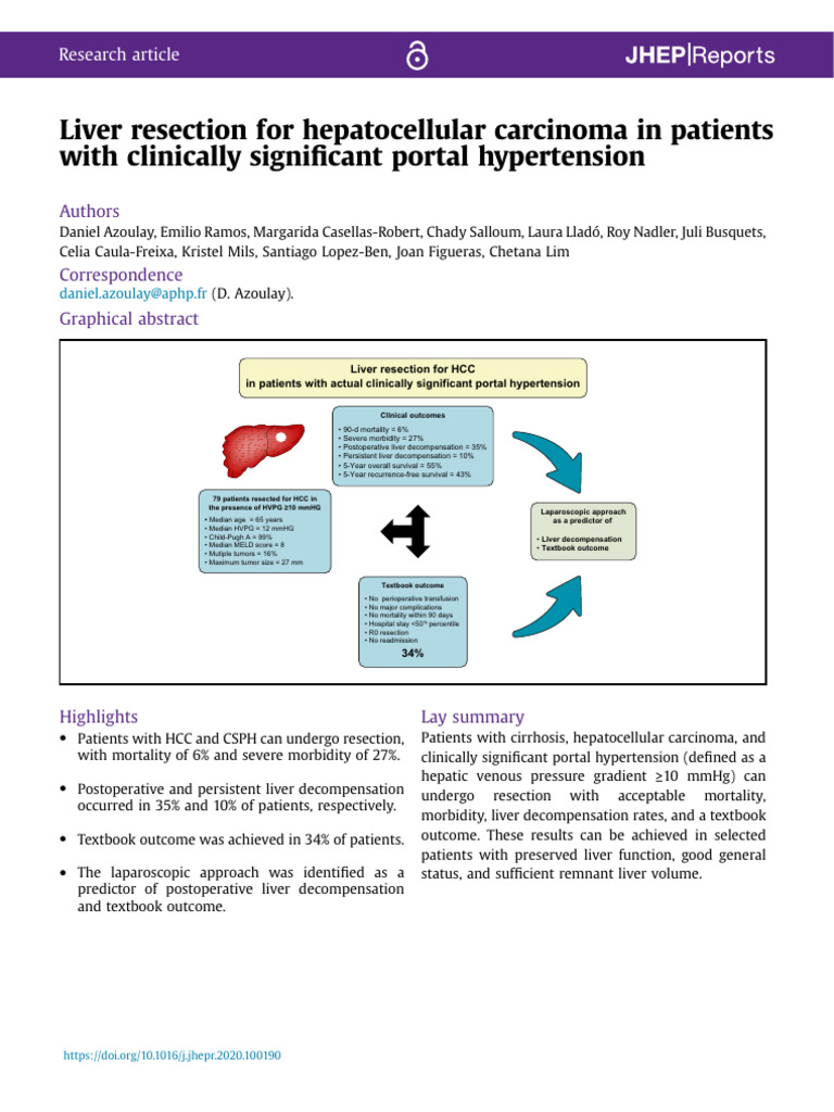 Liver Resection for Hepatocellular Carcinoma in Pa | PDF | Cirrhosis ...
