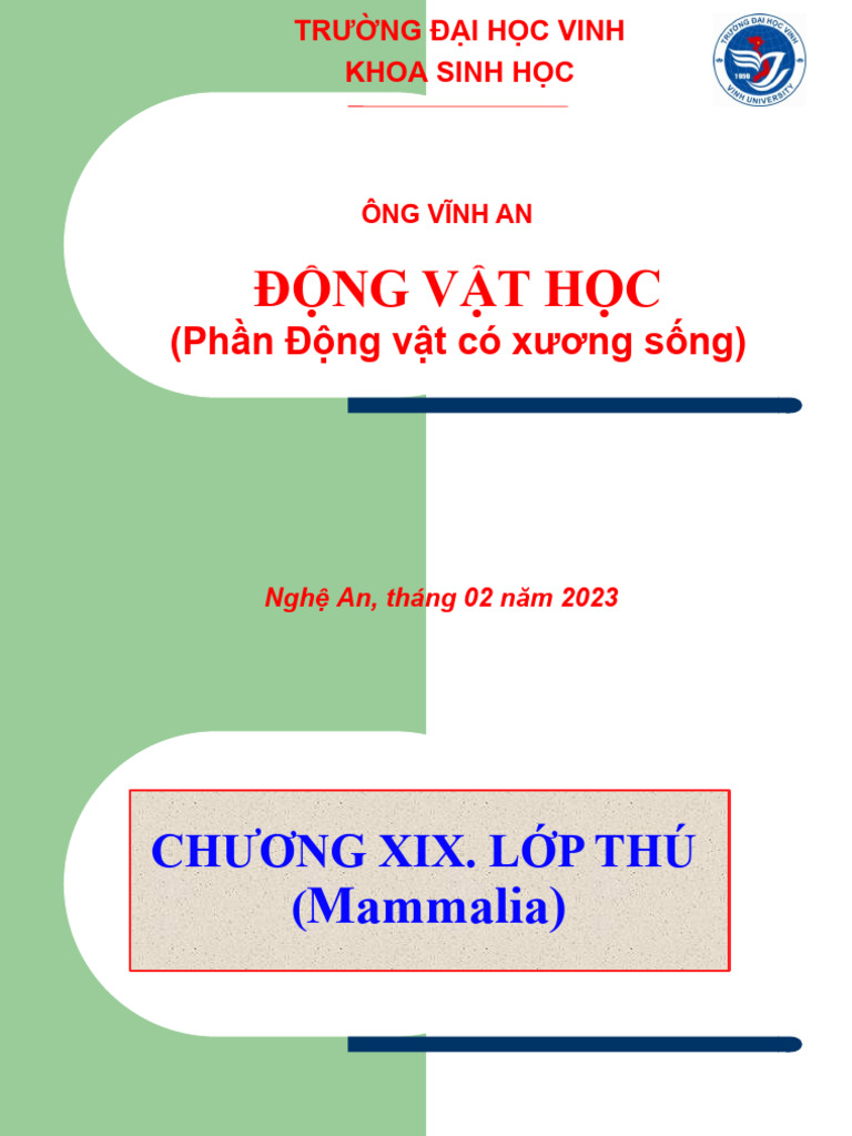 Chapter 19. Mammalia - L P Thú (LMS) | PDF