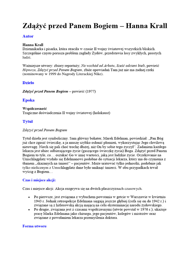 H. Krall Zdążyć Przed Paniem Bogien - VA | PDF