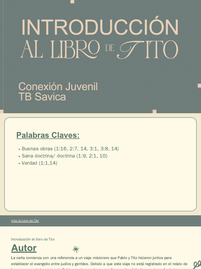 Intro Al Libro de Tito | Descargar gratis PDF | Pablo el apóstol | Teología