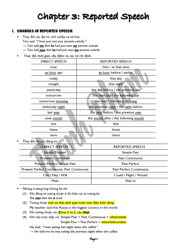 Chap 3 - Reported Speech | PDF