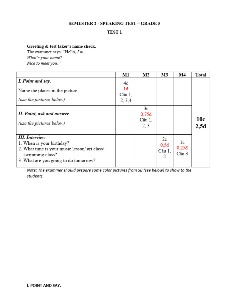 Speaking G5 Test Pdf