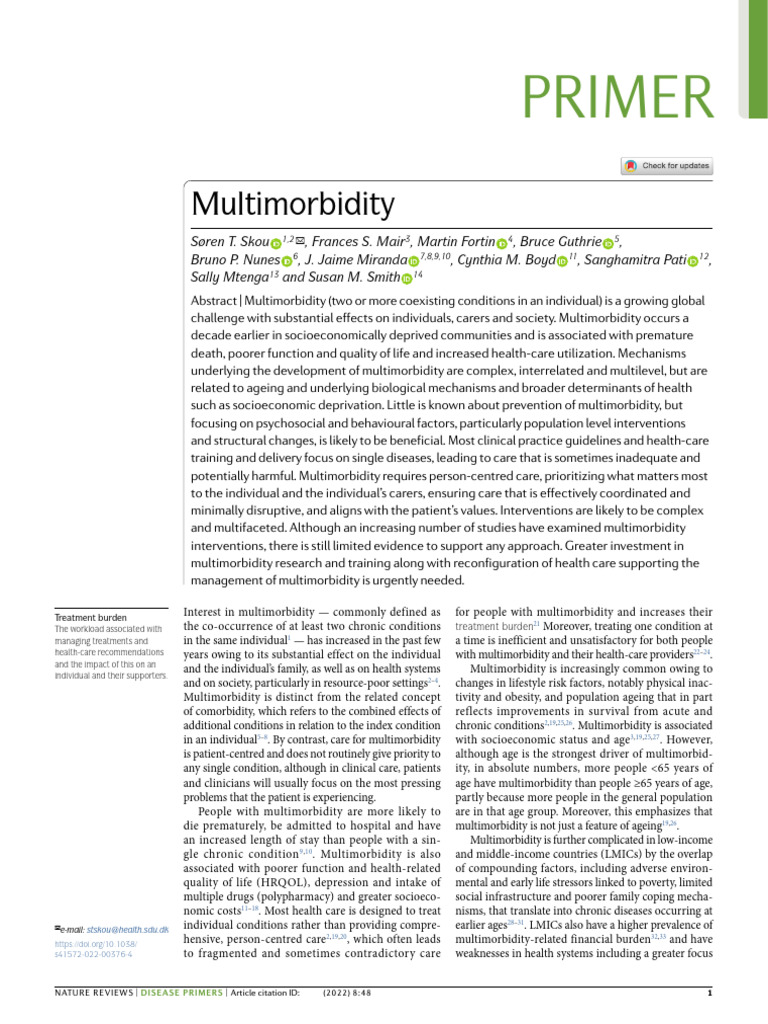 Primer: Multimorbidity | PDF | Chronic Condition | Telomere