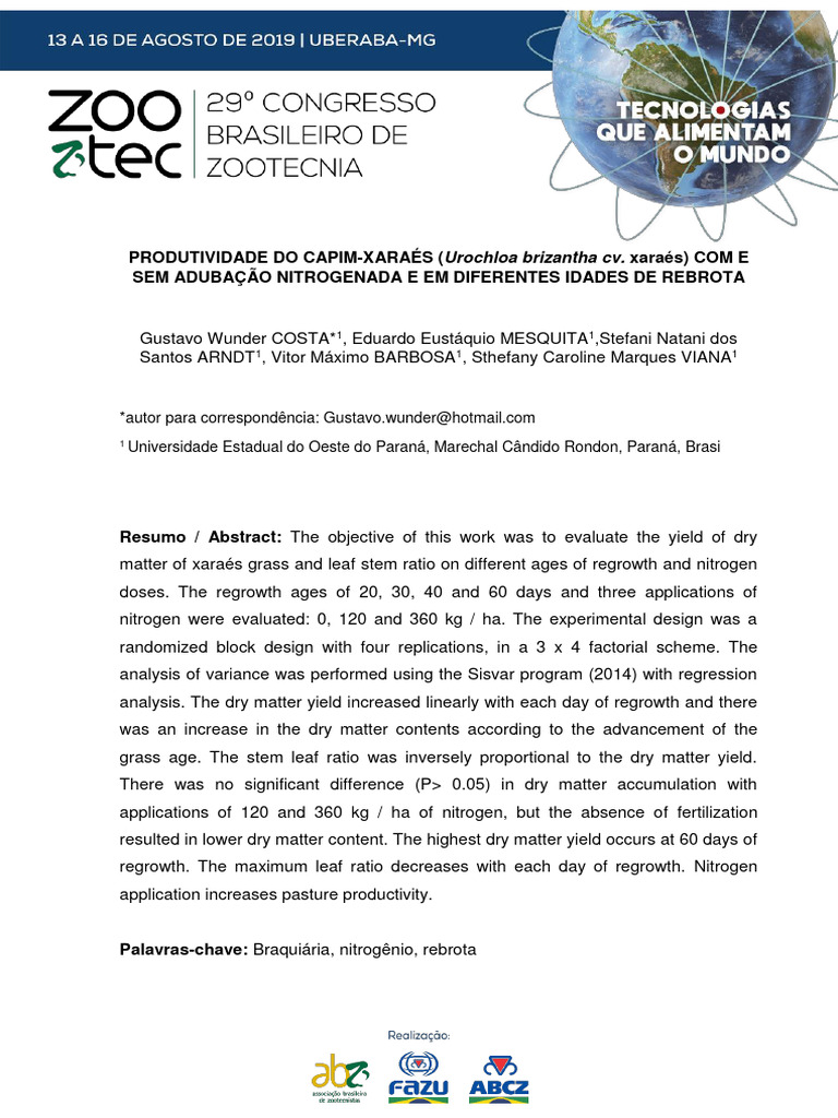 Produtividade do Capim-Xaraés com Nitrogênio | PDF | Fertilizante | Solo