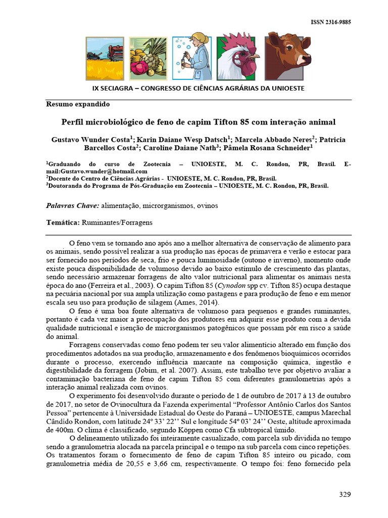 Perfil Microbiológico de Feno de Capim Tifton 85 Com Interação Animal ...