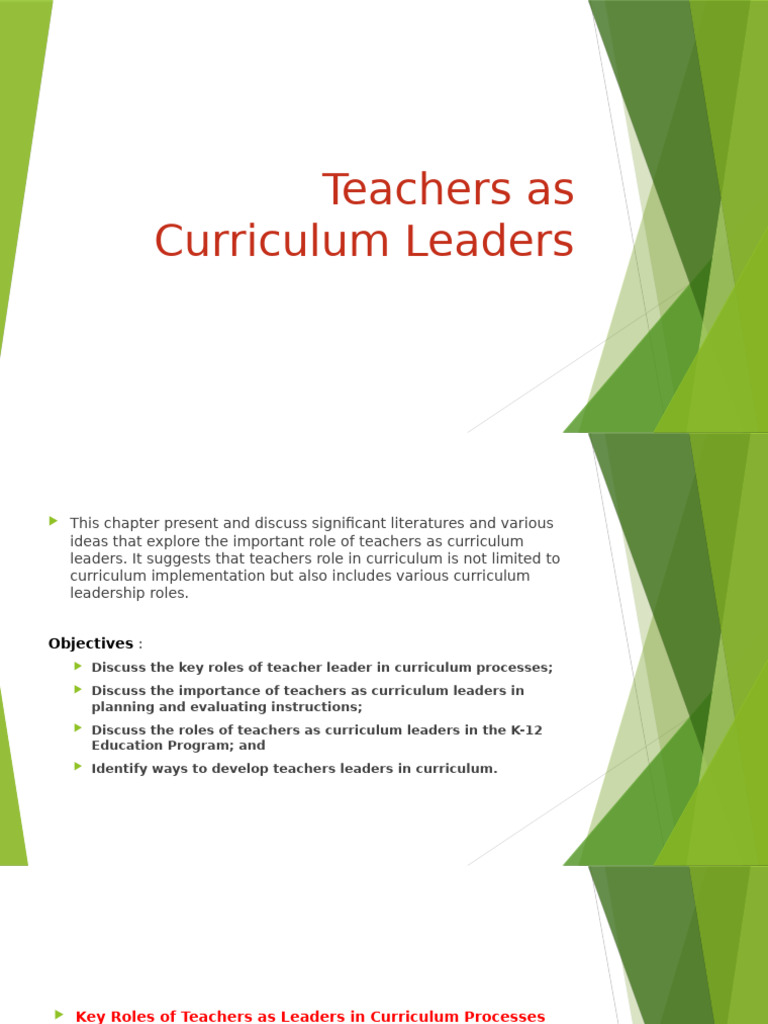 Teachers as Curriculum Leaders | PDF | Curriculum | Teachers