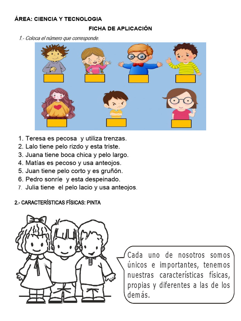 Ficha Rasgos Fisicos | PDF