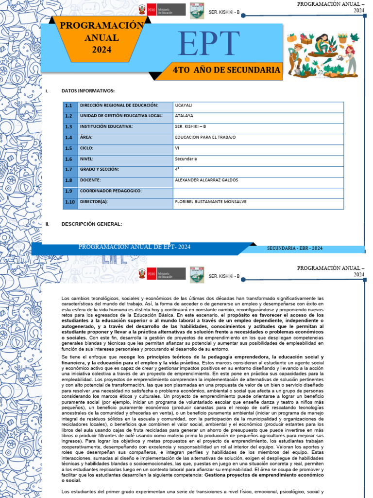 Porgramacion Ept 4 Grado | PDF | Iniciativa empresarial | Aprendizaje