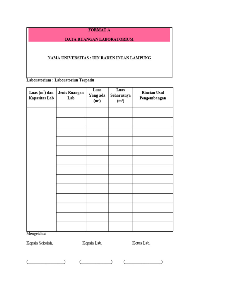 Format Tabel Administrasi | PDF