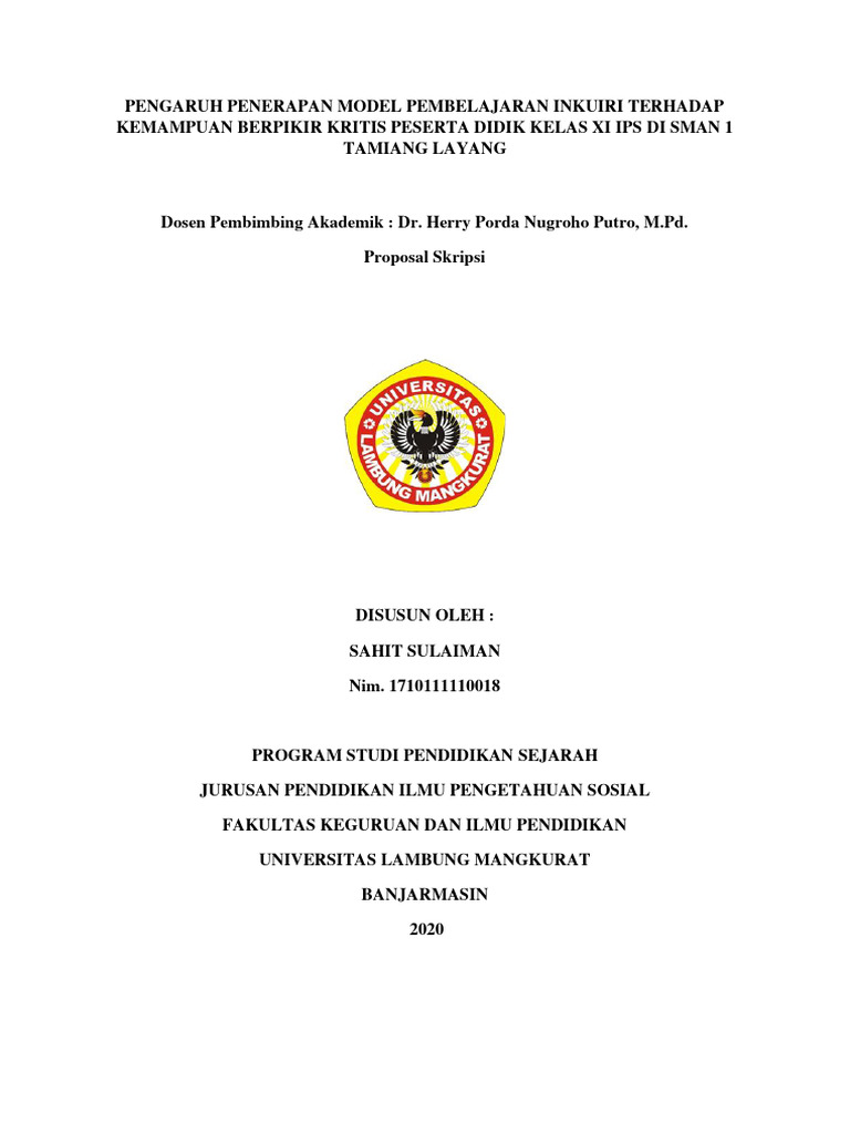 Sahittpengaruh Penerapan Model Pembelajaran Inkuiri Terhadap Kemampuan ...