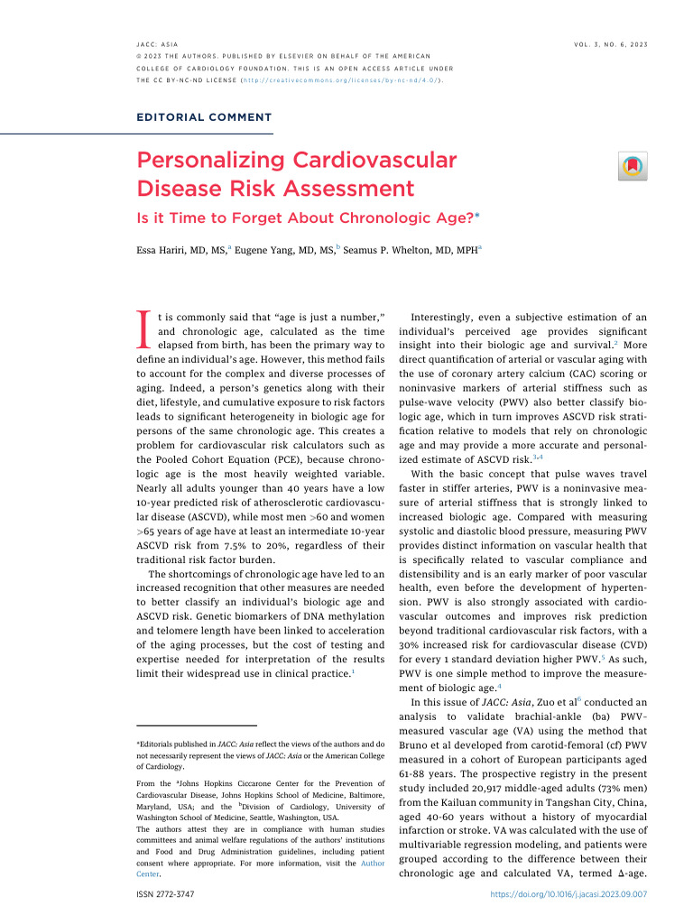 Personalizing Cardiovascular Disease Risk Assessment | PDF | Atherosclerosis | Blood Pressure
