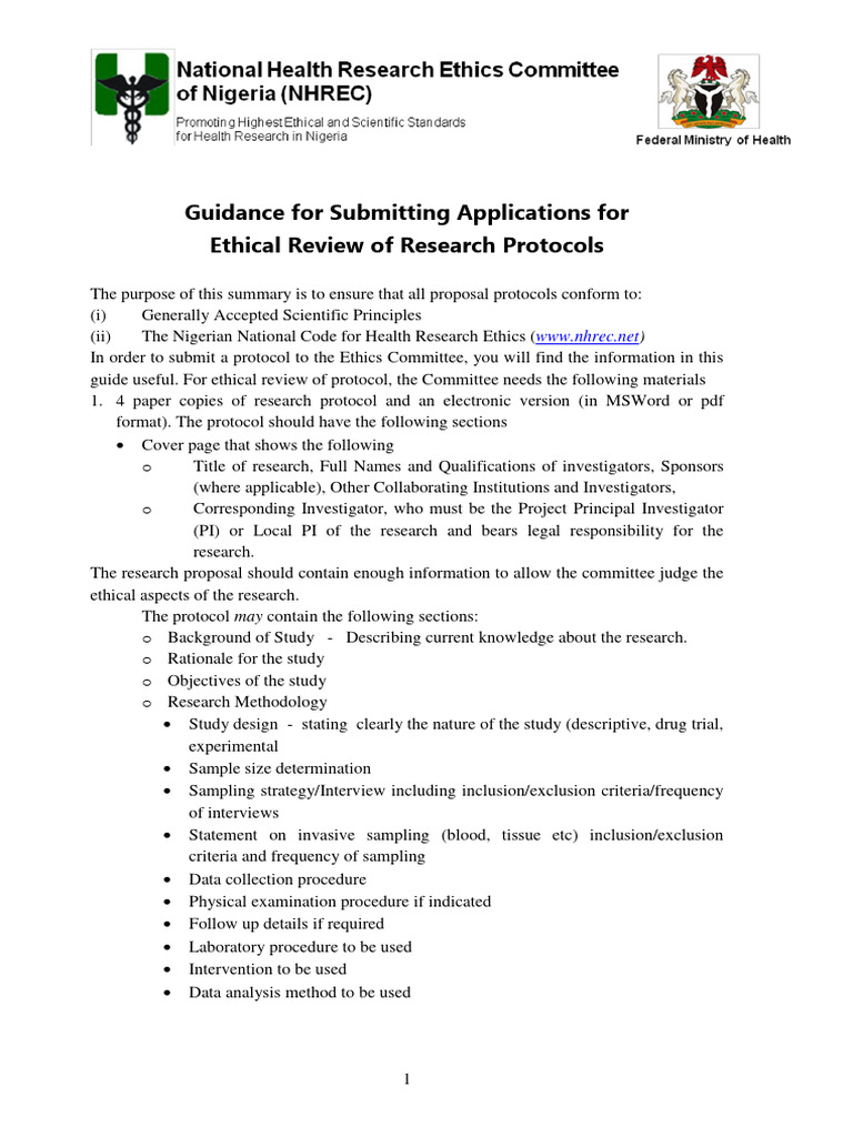 Ethics Committee Protocol Submission Guidelines | PDF | Institutional ...