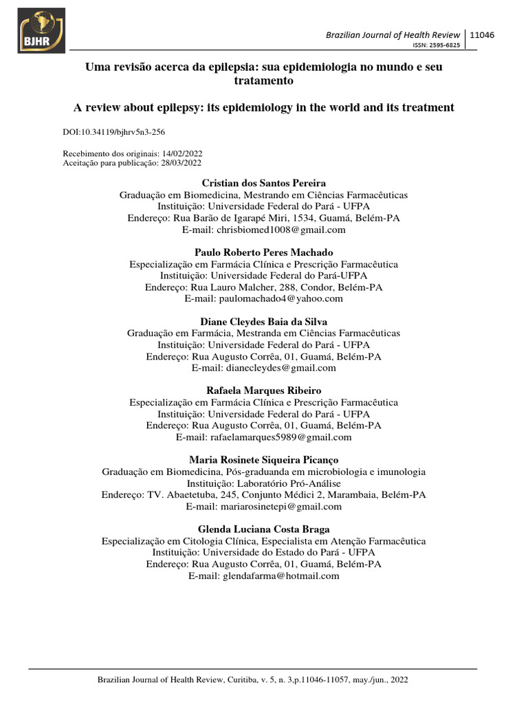 Uma revisão acerca da epilepsia sua epidemiologia no mundo e seu ... Uma revisão acerca da epilepsia sua epidemiologia no mundo e seu ...