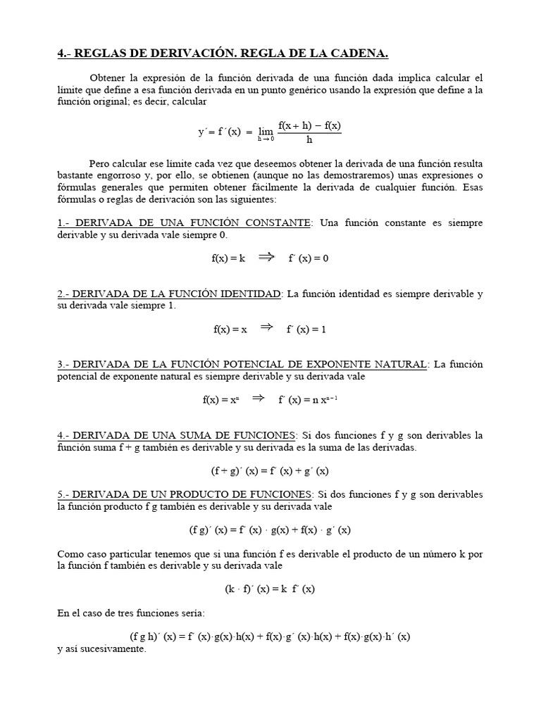 Reglas de Derivacion | PDF | Derivado | Logaritmo