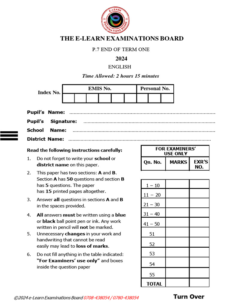 p7 English Paper | PDF