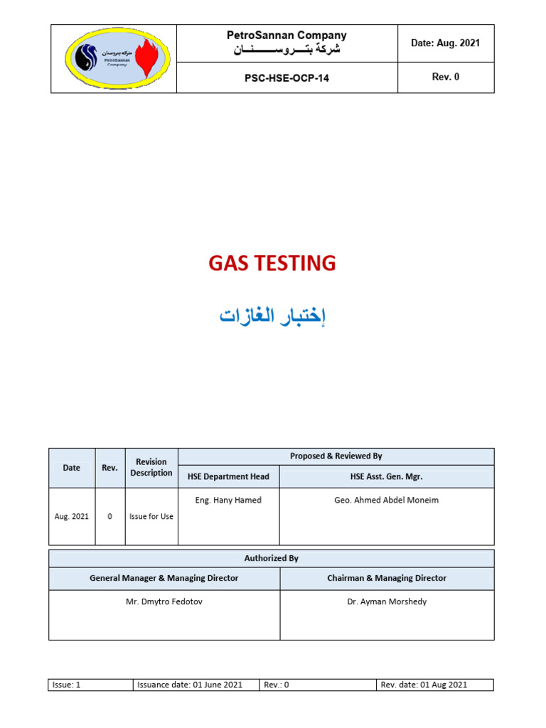 14 - Gas Testing - Rev. 0 | PDF | Safety | Occupational Safety And Health