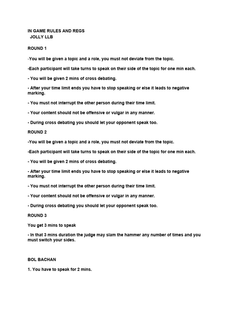 In Game Rules and Regs | PDF