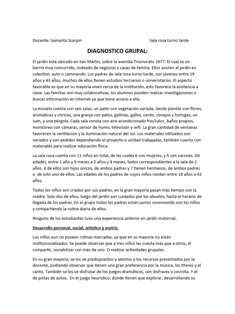 Diagnostico Grupal 2021 | PDF