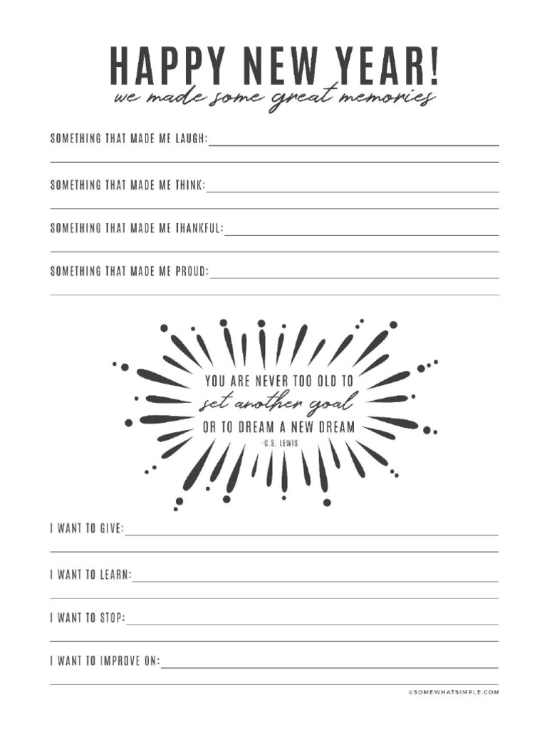 New Year Memories and Resolutions Pack | PDF