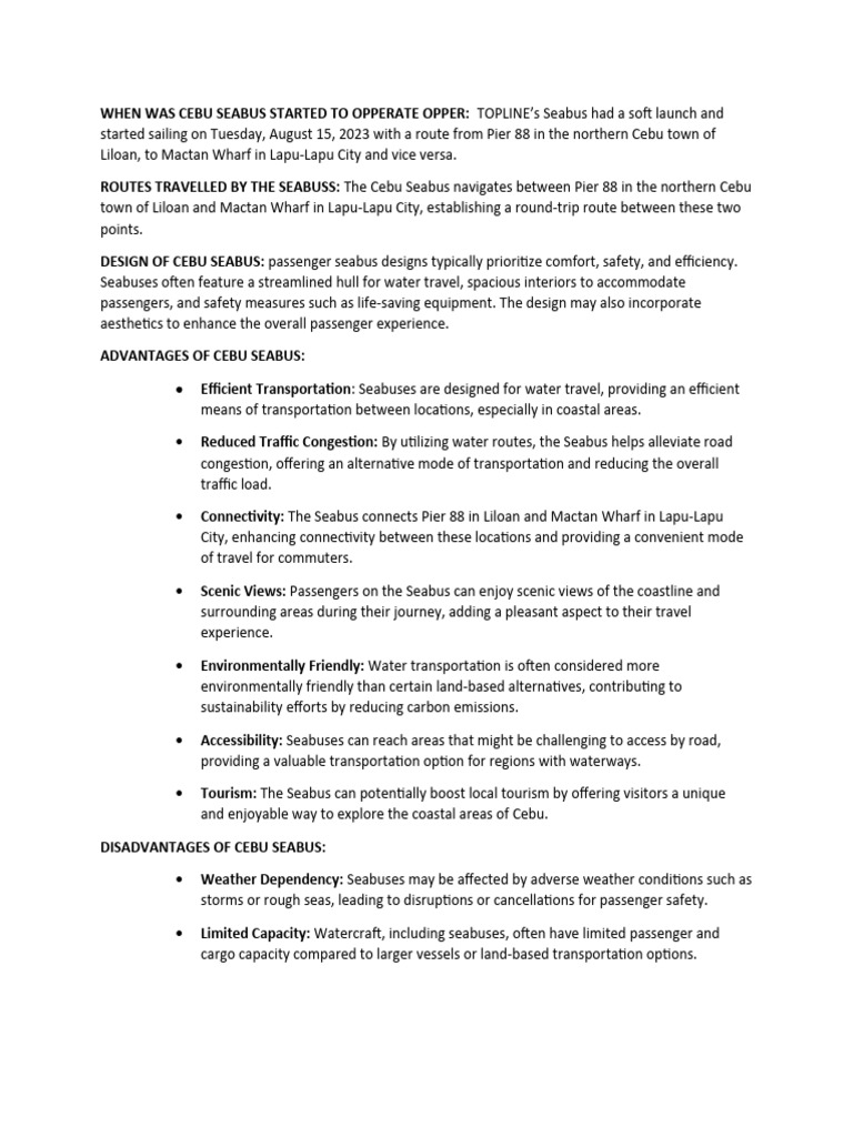 SEABUS | PDF | Transport | Cebu