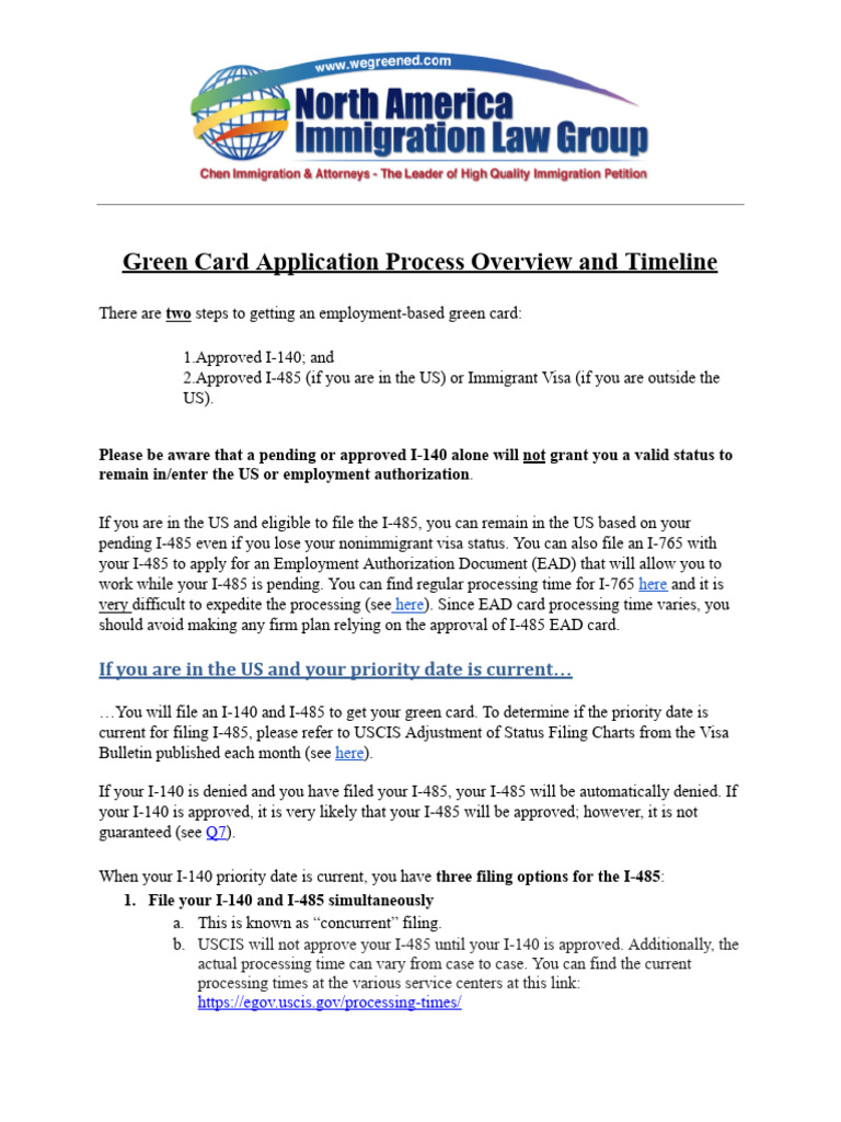 Green Card Application Process Overview and Timeline - v8 | PDF ...