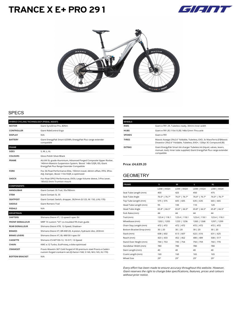 Giant Trance X e Pro 29 1 en GB 2268 | PDF | Vehicles | Motor Vehicle
